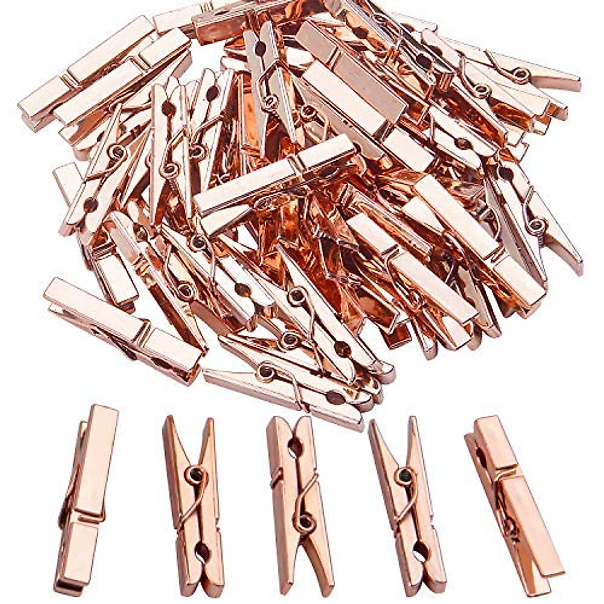 Jdesun 50 Pieces Photo Clips,Mini Plastic Picture Paper Clip Clothespins Peg for Office,Home,Arts(Rose Gold)