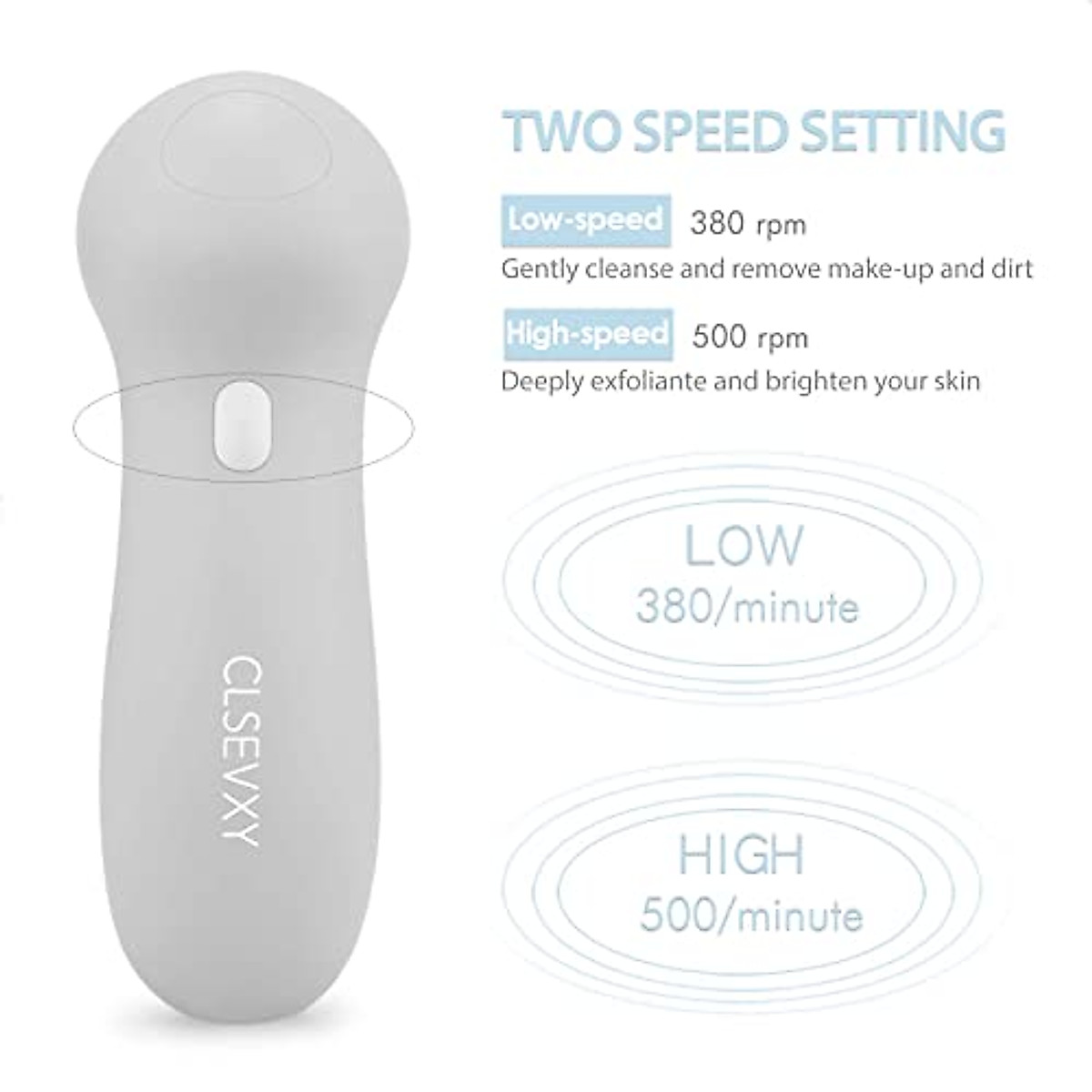 Facial Cleansing Brush Face Scrubber: USB Rechargeable IPX7 Waterproof Electric Spin Cleanser brush with 7 Brush Heads, Face Brushes for Cleansing and Exfoliating, Massaging