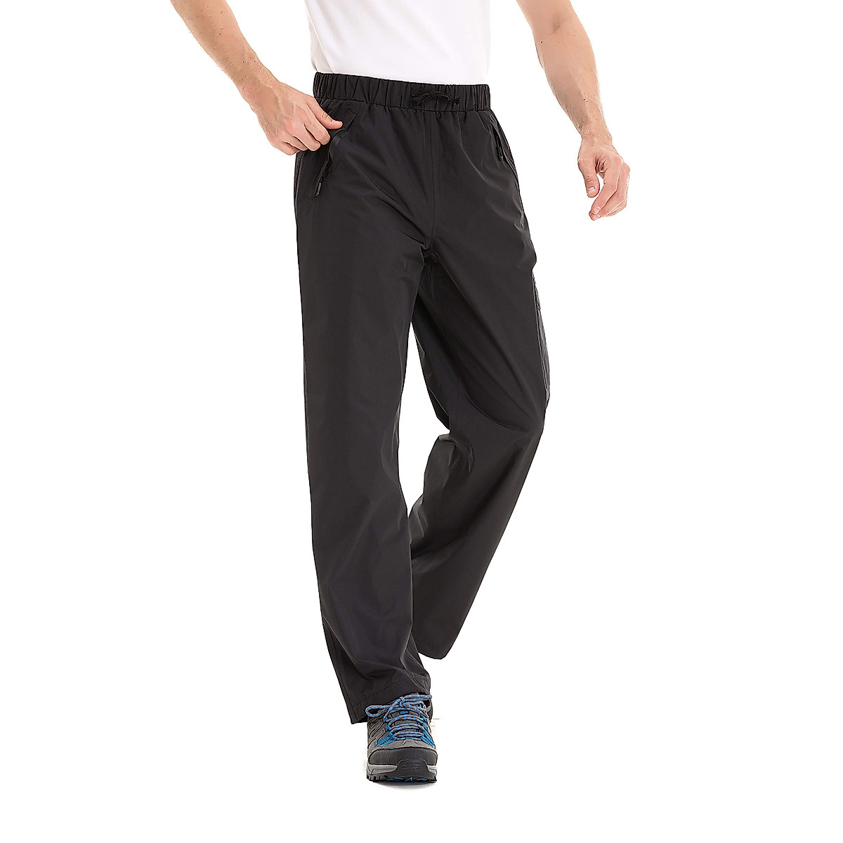 TRAILSIDE SUPPLY CO. Men's Snow Rain Pants Basic Insulated Workout Pants,Waterproof,Windproof Black Large