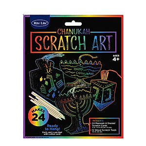 Rite Lite Chanukah Scratch Art, Perfect Hanukkah Gift for Kids, Hanukkah Art Kit, Hanukkah Accessories, Hanukkah Arts and Crafts Kit - Comes with 24 Menorah and Dreidel Cards!