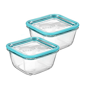 Bormioli Rocco Frigoverre Future Set Of 2 26.25 Oz. Square Food Storage Container, Made From Durable Glass, Dishwasher Safe, Made In Italy, 2 Pack.