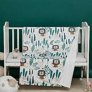 insular Baby Blanket for Boys Girls Soft Plush Minky with Dotted Backing, Double Layer Receiving Blanket for Stroller Crib Newborn Toddler Bed Blanket 42 x 30 in, Jungle Lion