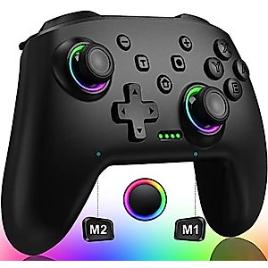 Switch Controller, Wireless Switch Controller Compatible with Switch Controller/Switch Lite/OLED, Wireless Switch Controllers Work with iOS/Android/PC with RGB Light, Programmable, TURBO & Wakeup