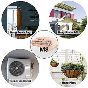 Shoulder Eye Bolts, Heavy Duty Eyebolts Stainless Steel Wall Concrete Anchors Screw Expansion Bolts with Nuts Eye Hooks Fastener for Ceiling Concrete Masonry