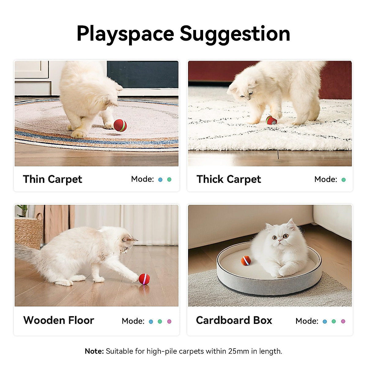 Cheerble 【2025 Upgrade】 Interactive Cat Ball Toy, Wicked Ball M3, Automatic Moving Ball Toy for Indoor Cat Kitten, Smart Anti-Depression Pet Toy Fun Gift with Light