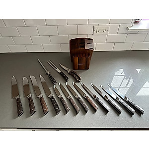 21 Packs Knife Set with Block, 2023 Kitchen Knife Set Sharpener Rod & Finger Guard, Germany High Carbon Stainless Steel Chef Knife Block Set, Ultra Sharp Forged, Brown