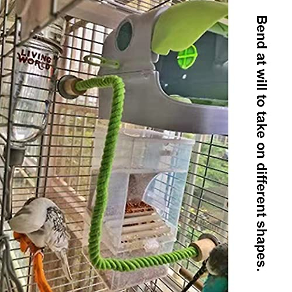 qumHmup Parrot Bird Perch,Bird Hemp Rope Perch,Parrot Grinding Perches Cage Play Stands, Birdcage Accessories Rope Toys.