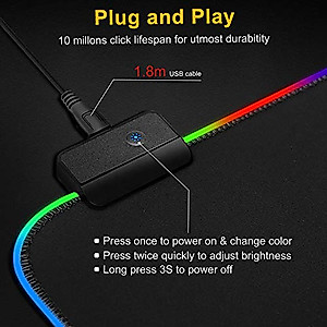 RGB LED Gaming Mouse Pad - Large Pad RGB Gaming Mat with Easy to Clean Waterproof Surface - Anti-Slip Rubber Base Abstract Art Hexagon Honeycomb 11.81"x27.56"