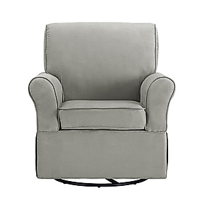 Baby Relax Kelcie Swivel Glider Chair and Ottoman Set, Gray Microfiber, 2 Count