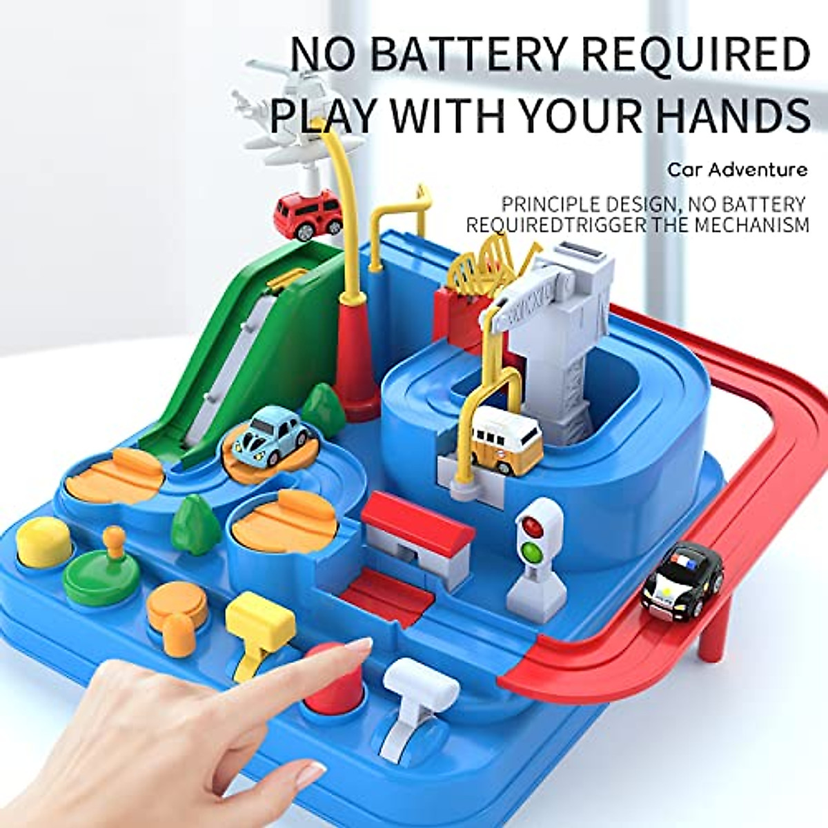 YOERWOD Toys for 3 Year Old Boys，Car Race Track for Kids with 4 Vehicles, Space Exploration Adventure Theme Preschool Educational Ideal Gift for Boys and Girls Aged 3 4 5 6 7 (Blue)