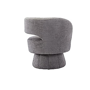 i-POOK 360 Degree Swivel Accent Chair, Upholstered Round Armchairs with 21.65" Deep Seat, Comfy Barrel Chair Club Chair for Living Room, Reading Room, Grey