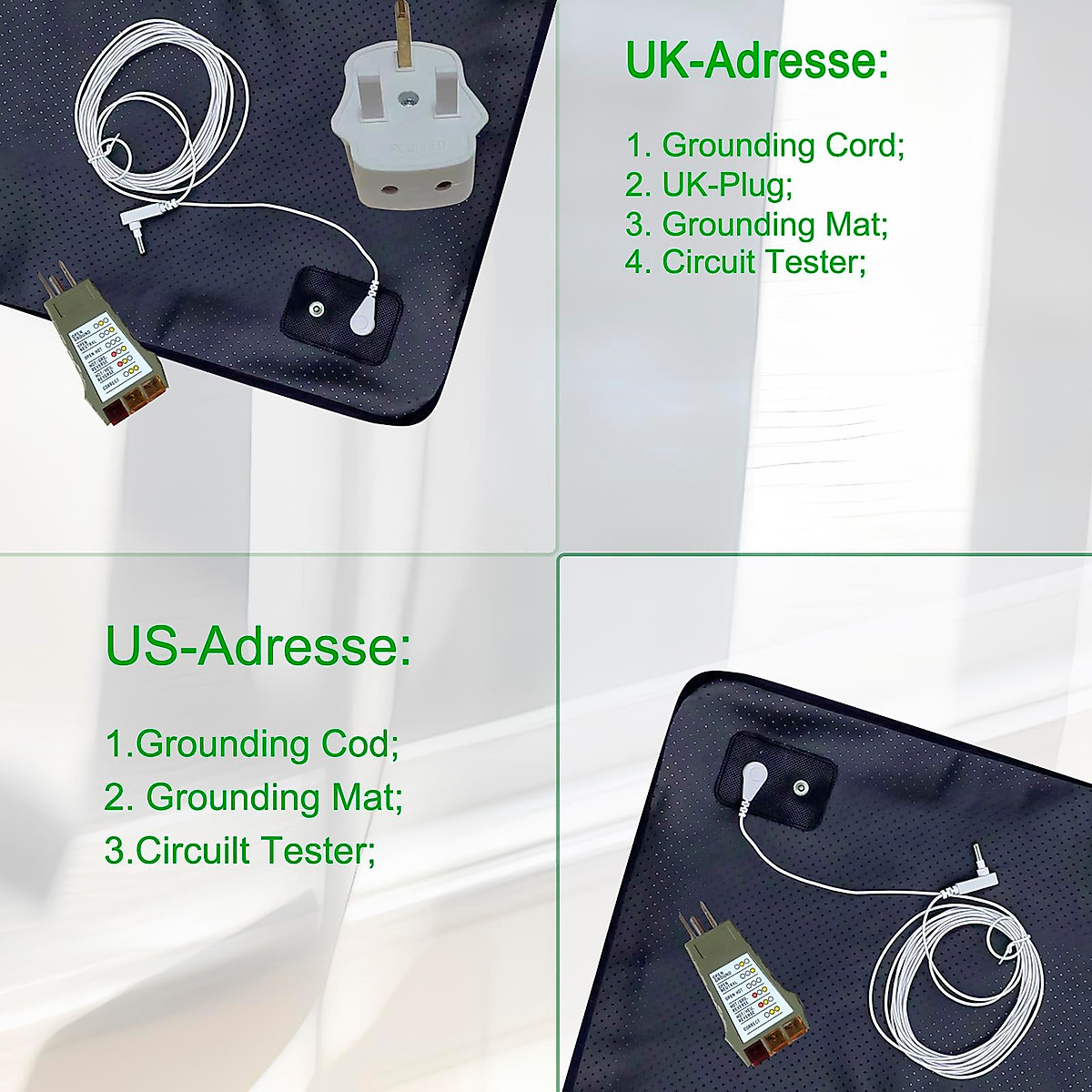 HUNAIGEE Breathable Grounding Mattress Pad Grounding Mat Kit for Bed Grounding Mats for Sleeping Plus 15ft Grounding Cord 28 x 71inch Grounding Sleep Mat Earthing Sheet 100% Conductive Leatherette