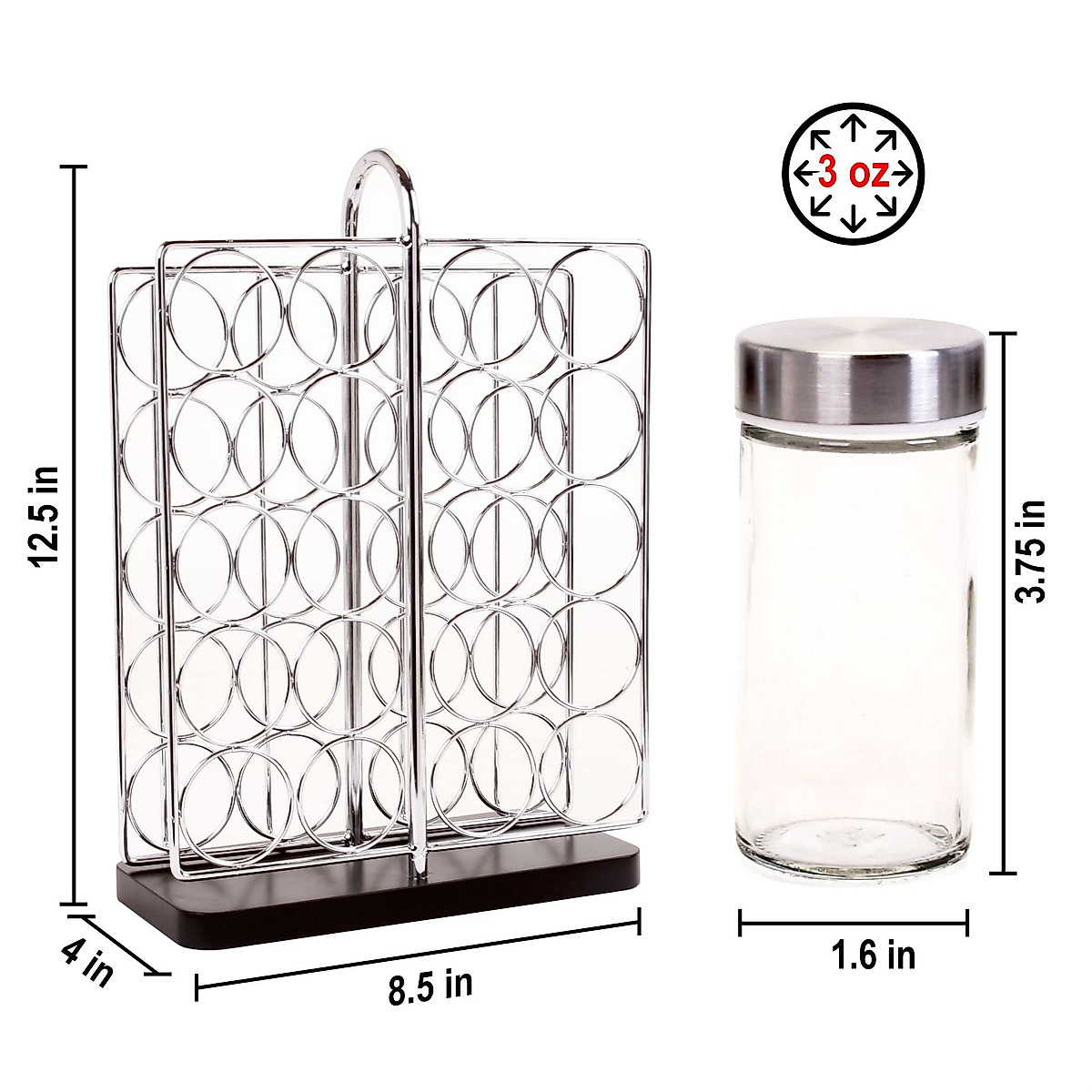 orii 20 Jar Spice Rack Stainless Steel Filled with Spices - Standing Rack Shelf Holder & Countertop Spice Rack Tower Organizer for Kitchen Spices with Free Spice Refills for 5 Years