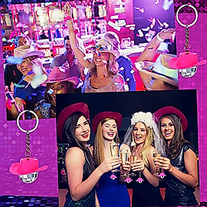 Alabelleza 18pcs Cowboy Hat Disco Ball Keychain Pink Hat Disco Ball Decorations Mini Disco Ball Ornaments Disco Ball Party Decorations Cowgirl Accessories