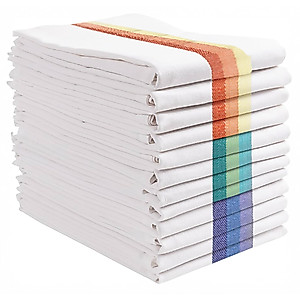 GREEN LIFESTYLE Kitchen Dish Towels Set of 12-Tea Towels 100% Cotton. Large Dish Cloths 28"x20" Soft and Absorbent Great for Home or Restaurant