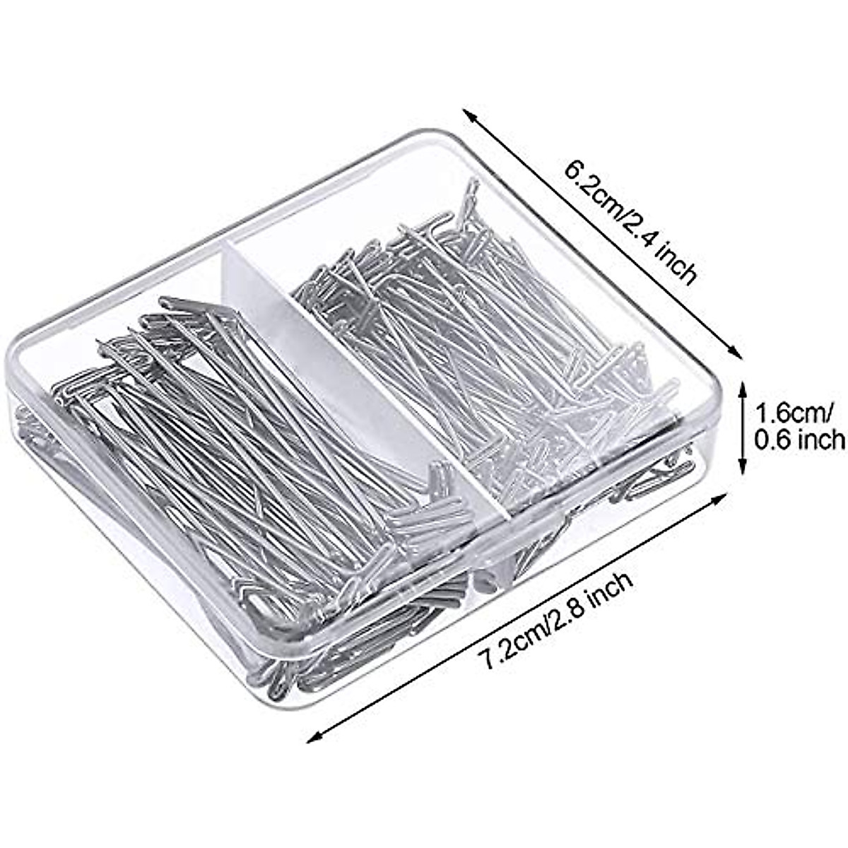 150 pcs T-pins for Blocking Knitting, Modelling,Wig Making and Crafts, Stainless Steel Nickel Plated with Storage Box (1.5inch，2 inch)
