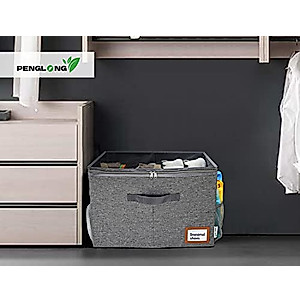 PENGLONG Adjustable Storage Bins for Closet, Wardrobe Clothes Organizer, Shoe Bin, Shoe Organizer, Toys, Closet Storage Solution with Clear Window (Dark Grey Mesh Bag)