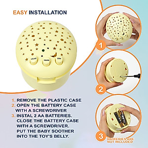 Baby Sleep Soother Happy Bear - Toddler Portable Sound Machine with Night Light Projector - Plush Toy Crib Soother with Music and Lights to Aid Sleep for Newborn