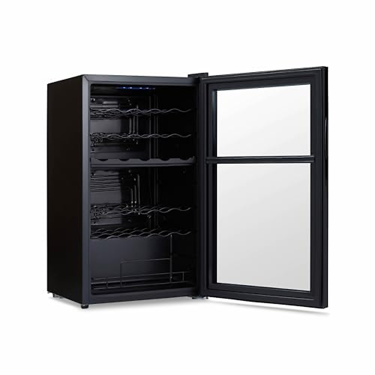 Luma Comfort Shadow Series Wine Cooler Refrigerator 33 Bottle Dual Temperature Zones, Freestanding Mirrored Wine Fridge with Double-Layer Tempered Glass Door & Compressor Cooling,Black