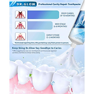Dr. Glow Adult Cavity Repair Toothpaste, Hydroxyapatite Toothpaste Fluoride Free, Home Cavity Repair Remineralizing Toothpaste for Enamel Repair, Tooth Decay Repair Toothpaste for Stain Removal 2Tubes