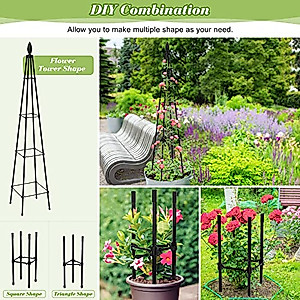 Garden Trellis for Climbing Plants Outdoor, 63 Inch Plant Support Trellis for Potted Plants, Tower Obelisk Trellis for Vines, Rose, Clematis, Flower Stands Plant Support Frame, Tomato Cage (1 Pack)
