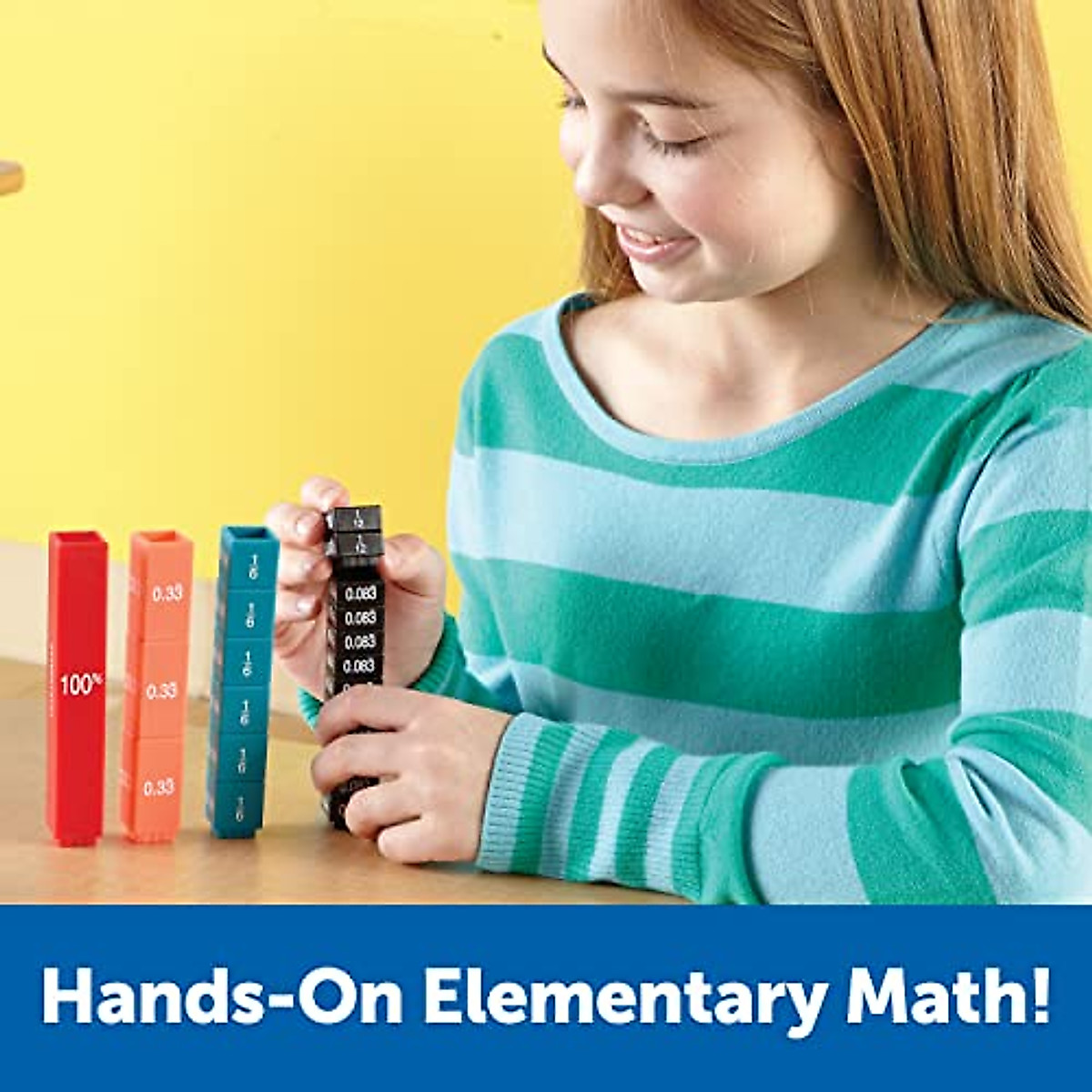 Learning Resources Fraction Tower Equivalency Cubes - 51 Pieces, Ages 6+ Math Learning Toys for Kids, Math Classroom and Homeschool Accessories, Fractions Learning for Kids,Back to School Supplies