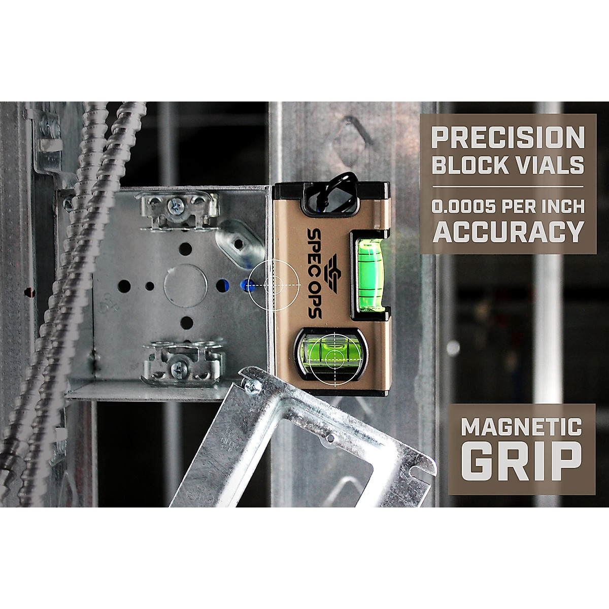 Spec Ops Tools 4" Magnetic Pocket Level, 33% Larger Block Vials, Includes Carabiner, 3% Donated to Veterans
