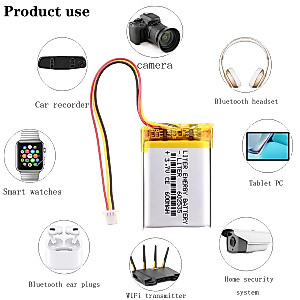 Liter energybattery 3.7V Lipo Battery 600mAh Rechargeable Lithium ion Polymer Battery 602535 Lithium Polymer ion Battery with SH 1.0-3P Connector