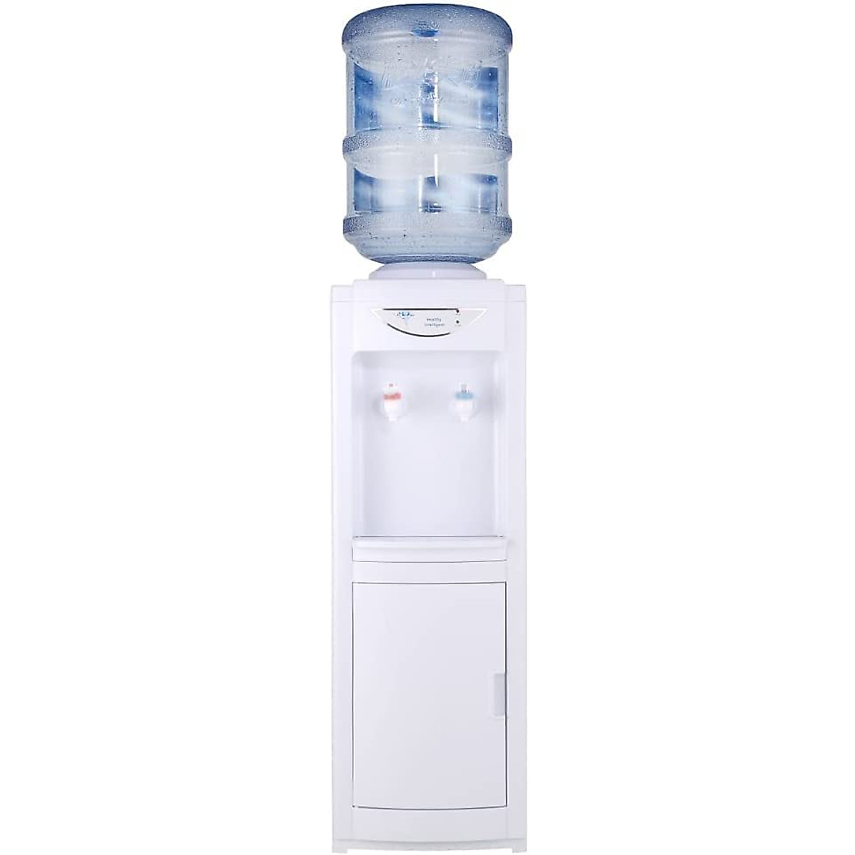 Top Loading Water Cooler Dispenser, Hot & Cold Water Cooler Dispenser with Child Safety Lock & Storage Cabinet for Homes, Kitchens, Offices, Dorms Use, Holds 3 or 5 Gallon Bottles, White