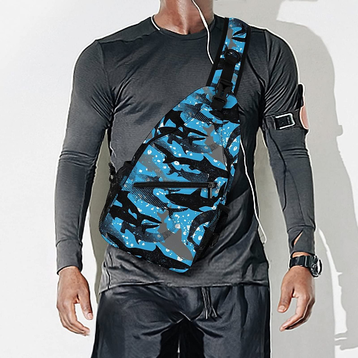 VSOFMY Sling Bag for Men Women Crossbody Sling Backpack Bag for Travel Hiking Daypack Chest Bag Shark