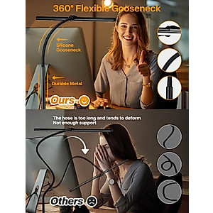 ACNCTOP Desk Lamp for Office Home - Eye-Caring Architect Task Lamp 25 Lighting Modes Adjustable LED Desk Lamp Flexible Gooseneck Clamp Light for Workbench Drafting Reading Study (Black)