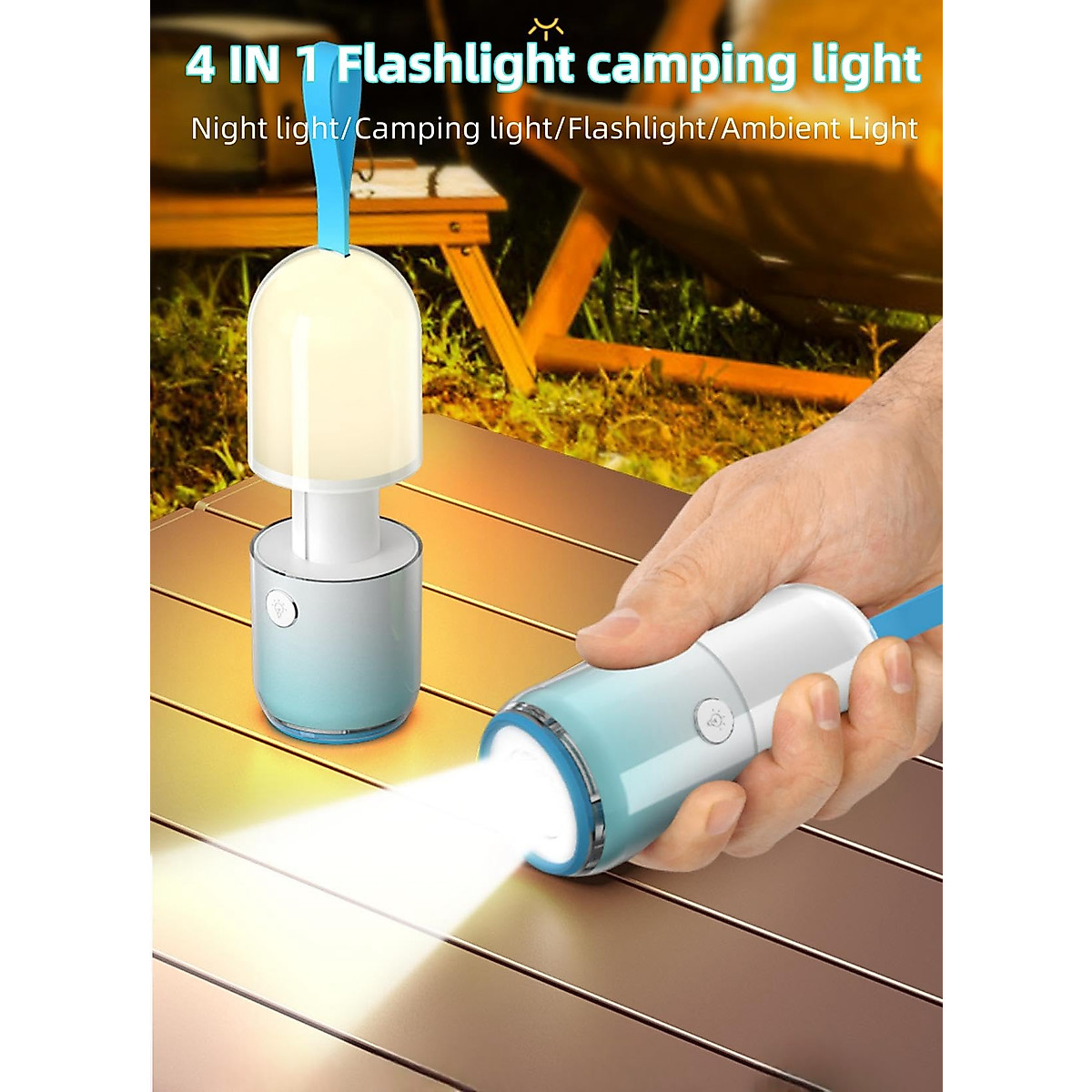 Yaindhi LED Flashlights -Camping Lantern Rechargeable Mini Camping Flashlights with 5 Modes, Powerful and Bright for Outdoor Use Power Outages, Hiking, Hurricane, Emergency, Home