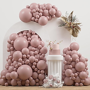 JZCZOEB Dusty Pink Double Stuffed balloons Different Size 115Pcs 5/10/12/18 Inch Dusty Rose Matte Pink Balloons Garland Arch kit for Boho Birthday Baby Shower Bridal Shower Wedding Baptism Party