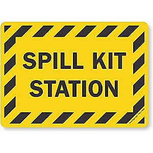 SmartSign - LB-1495-EU-14 "Spill Kit Station" Label | 10" x 14" Laminated Vinyl Black on Yellow