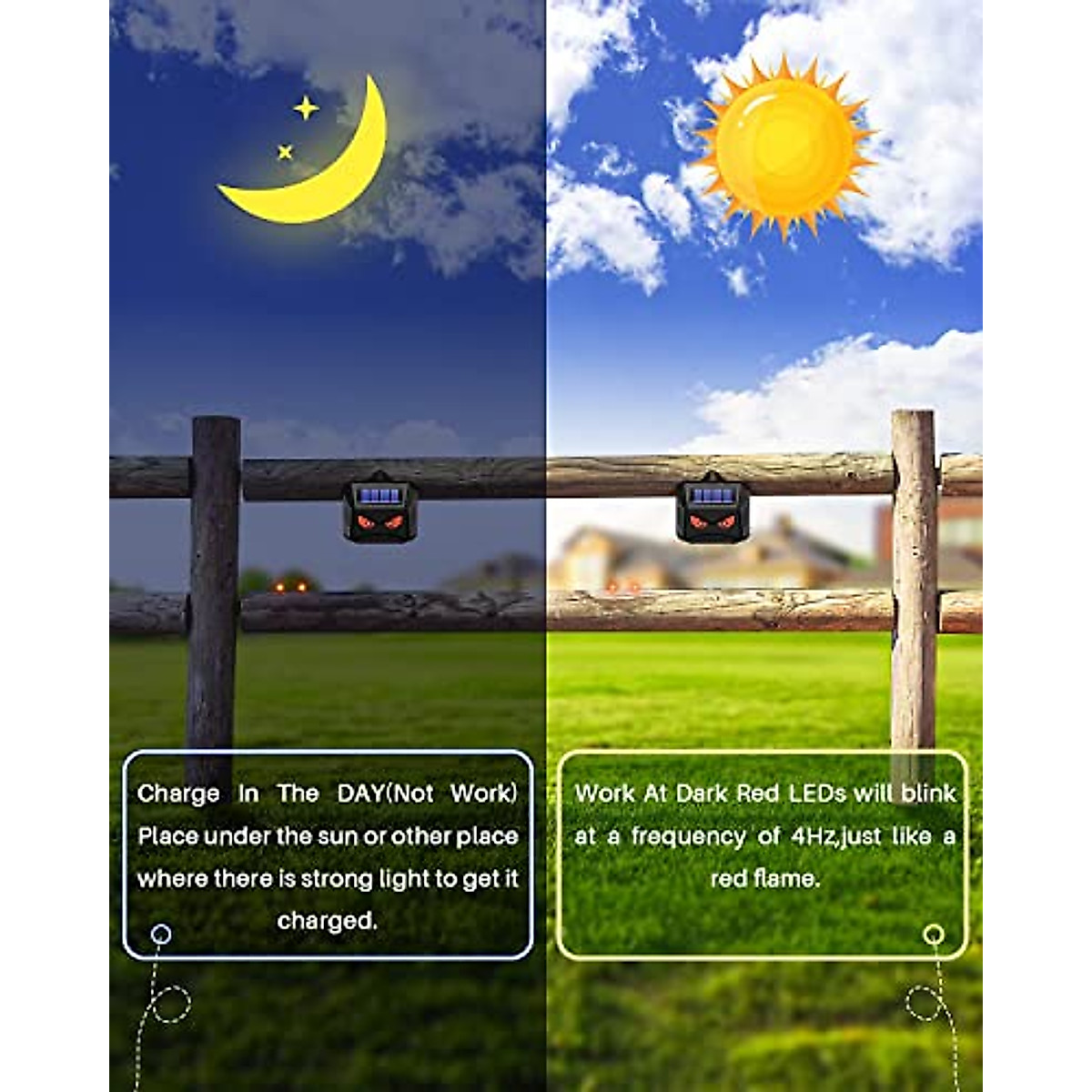 8 Pack Solar Animal Repeller Nocturnal Animal Predator Deterrent Devices with Red Light Waterproof Deer Coyote Fox Skunk Rabbit Repellent for Garden Yard Farm Chicken Coop