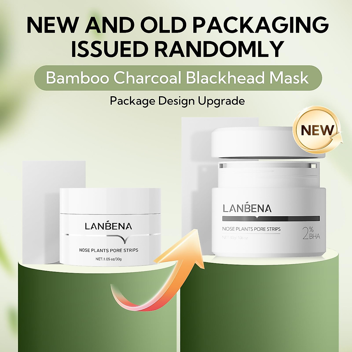 LANBENA 2.0 Nose Pore Strips, Blackhead Remover Mask with Salicylic Acid, Amazonian White Clay, Pore Cleanser Purifying Peel off Face Mask with 60 PCS Strips, Aloe Facial Mask(1.05 Ounce)