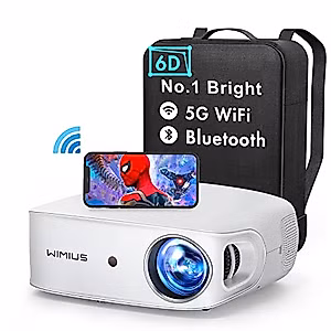 [Auto Keystone] 5G WiFi Bluetooth 5.2 Projector, WiMiUS Upgrade K7 550 ANSI Lumen Full HD 4K Projector Outdoor Projector, Zoom, 500'' Display 6D Keystone, 4D,4P Home Theater Projector (Brightest)