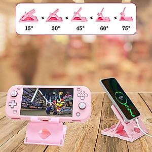 GUTIAL Accessories Bundle for Nintendo Switch Lite - Cute Kawaii NS Lite Accessories kit for Grils Boys Kids with Carrying Case, Cartoon Cover Case, Screen Protector, Stand - Pink