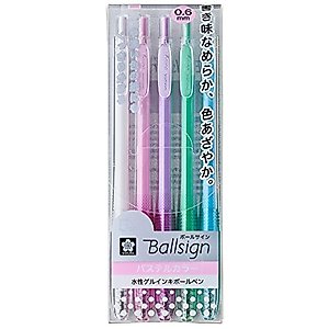 Sakura Knock Gel Ink Ballpoint Pen, Ball Sign Knock, 5 Pastel Color Assorted (GBR156-5B)