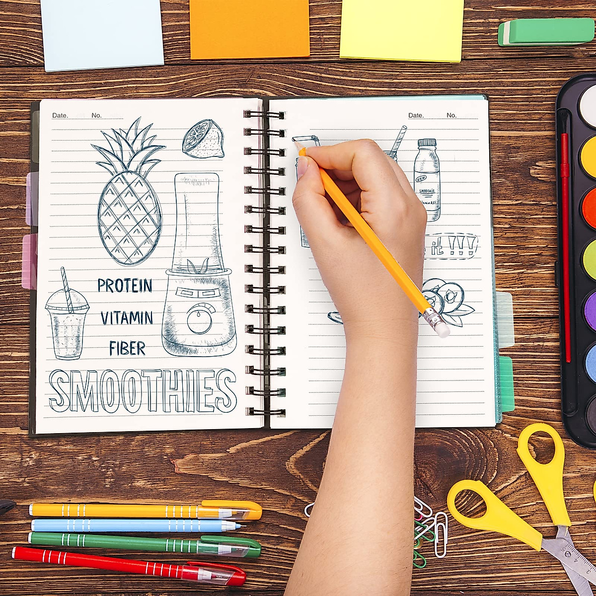 EOOUT A5 Subject Spiral Notebooks with Tabs, 8.3 x 5.5 Inches, Notebooks for Work, 5 Colored Dividers, Spiral Lined, 240 Pages, for School, Office Supplies and Home