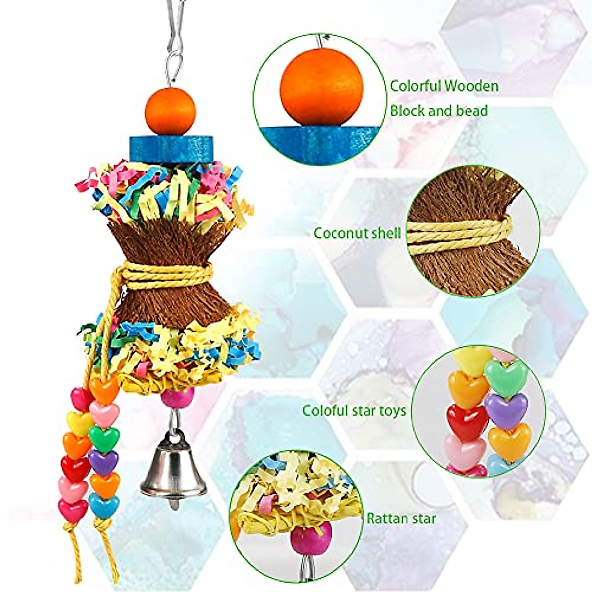 Bird Parakeet Toys Foraging Shredding Toys Parrot Cage Accessories Hanging Toys Bird Swing Bird Ladder for Parrots Lovebird Cockatiel Conure