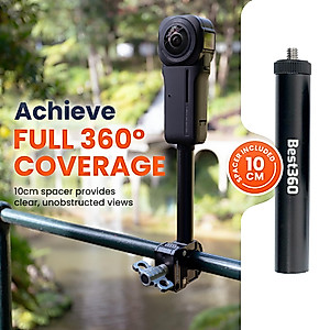 Best360 Aluminium Camera Clamp, Compatible with Insta360 X4/X3/ONE X2/ONE RS/ONE RS 1-INCH 360, for Bicycle/Motorcycle/Timelapse, 360 Action Camera Mount