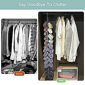 Legging Organizer Storage, T-Shirt Organizer, Hanging Closet Organizer, Hanging Clothes Organizer with 26 Roll Compartments for Yoga Pants, Tank Top, Towel, Underwear, Shirt (Grey)