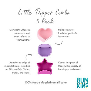 Bumkins Baby Silicone Little Dippers, Attaches to Bowls, Dishes and Plates, Sauce Cup, Holds Condiments, Dip, Puree, Toppings, Baby Led Weaning, Essential Feeding Supplies, for Babies 6 Months Up