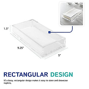 Huang Acrylic Clear Rectangle Paper Napkin Holder | For Dinner, Bathrooms, Hosting, Picnics, Weddings, Parties | Long Lasting Premium Acrylic Construction