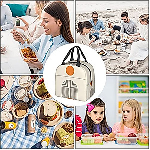 Echoserein Abstract Boho Art Simple Modern Aesthetic Lunch Bag Insulated Lunch Box Reusable Lunchbox Waterproof Portable Lunch Tote For Women Men Girls Boys
