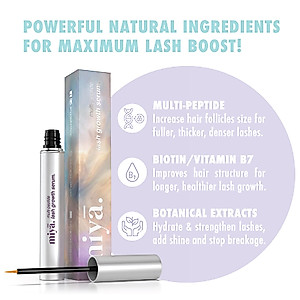 MIYA LASH | Eyelash Growth Serum | Eye Lash Serum | Natural Lash Enhancer for Longer, Thicker Healthier Lashes | Gentle Effective Lash Growth Serum | Oil Free Lash Booster 3ml