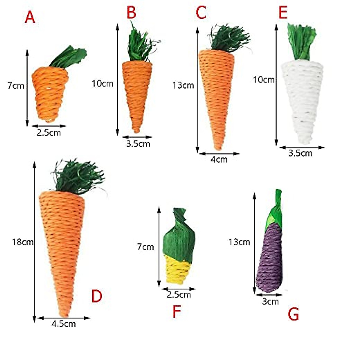 Hamster Chew Toys Rabbit Bite Grind Teeth Toys Corn Carrot Woven Balls Small Animal Chew Toys for Rabbit, Bunny, Guinea Pig(G)