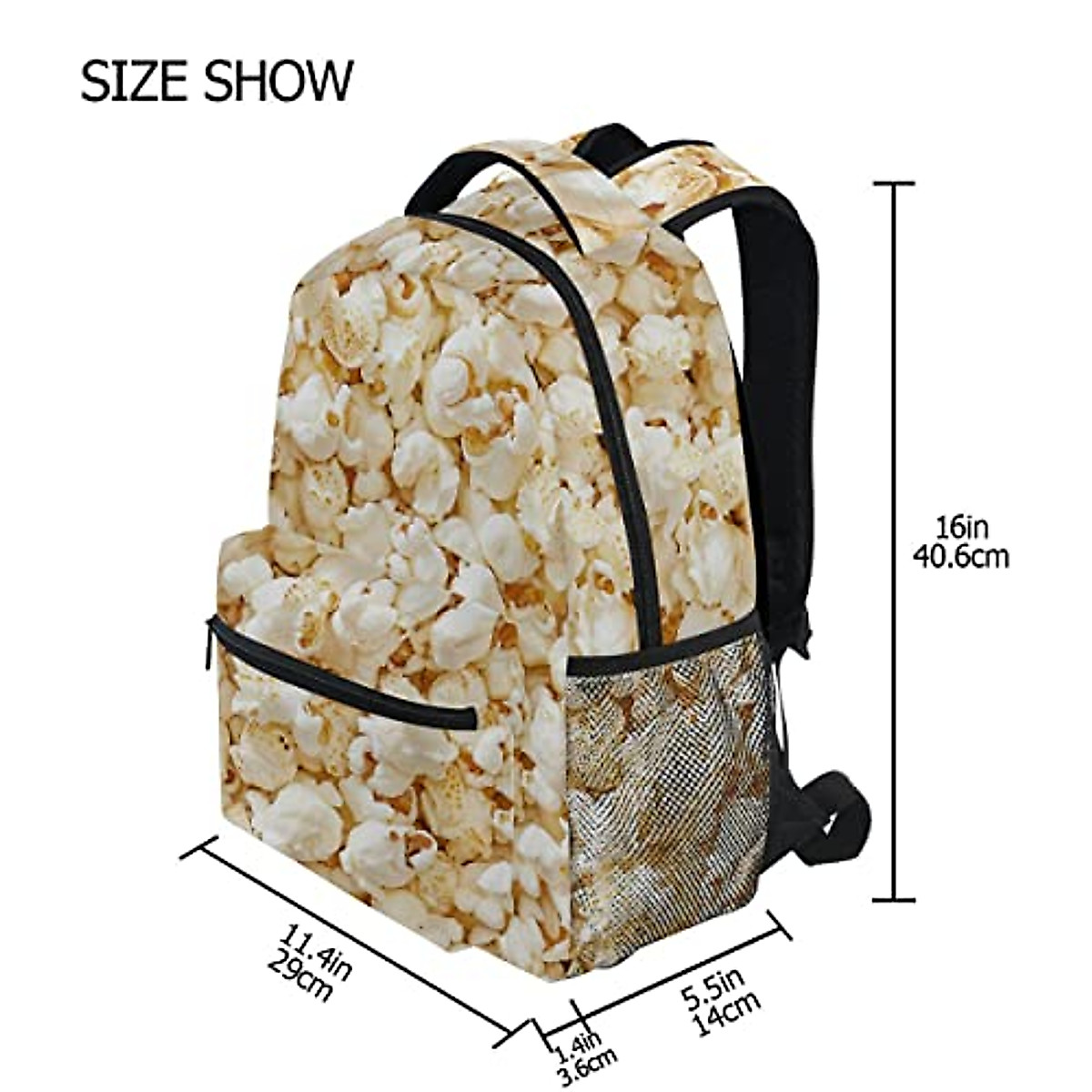 Glaphy Popcorn Pattern Backpack School Bookbag Lightweight Laptop Backpack for Men Women Kids