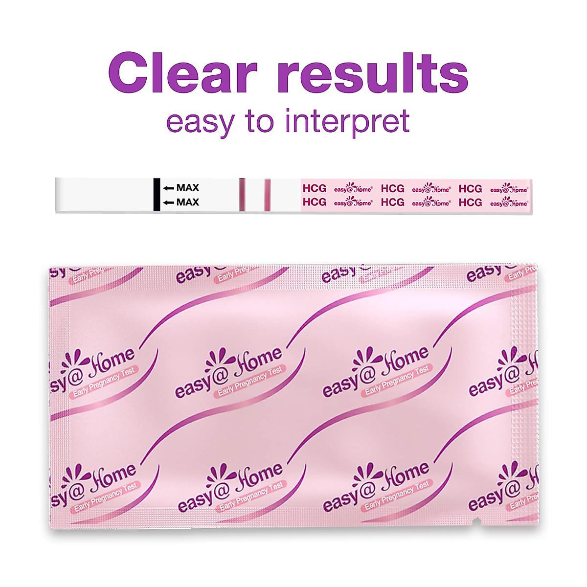 Easy@Home Pregnancy Test Strips: 20-HCG Tests with 20 Large Urine Cups| Accurate & Clear Detection
